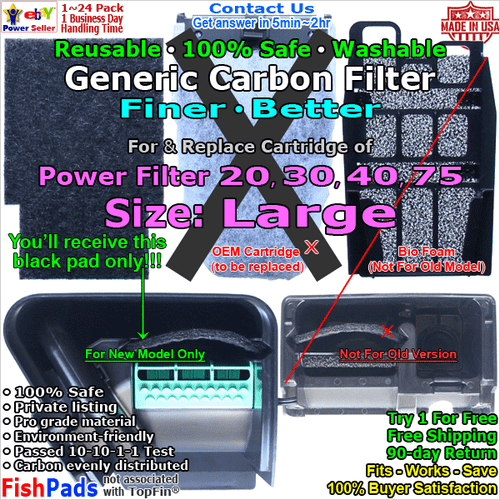 For Top Fin Power Filter Cartridge Large 20,30,40,60,75 Pet Smart ...