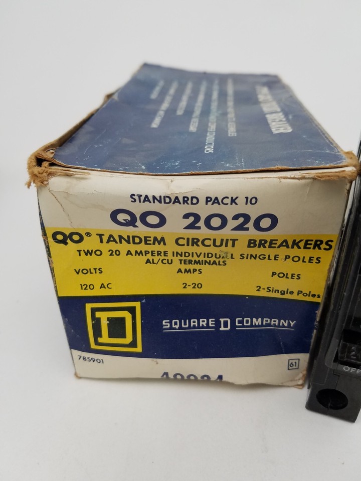 QO2020 Square D Twin Tandem 20 Amp Circuit Breaker NO HOOK (LOT OF 1 ...