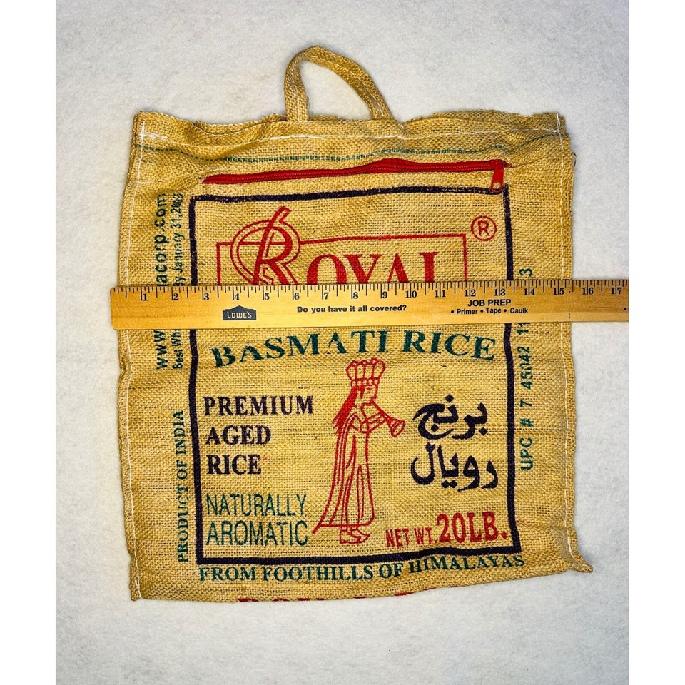Royal Basmati Rice Bag Tote Zippered Upcycled Grocery Shopping Shoulder ...