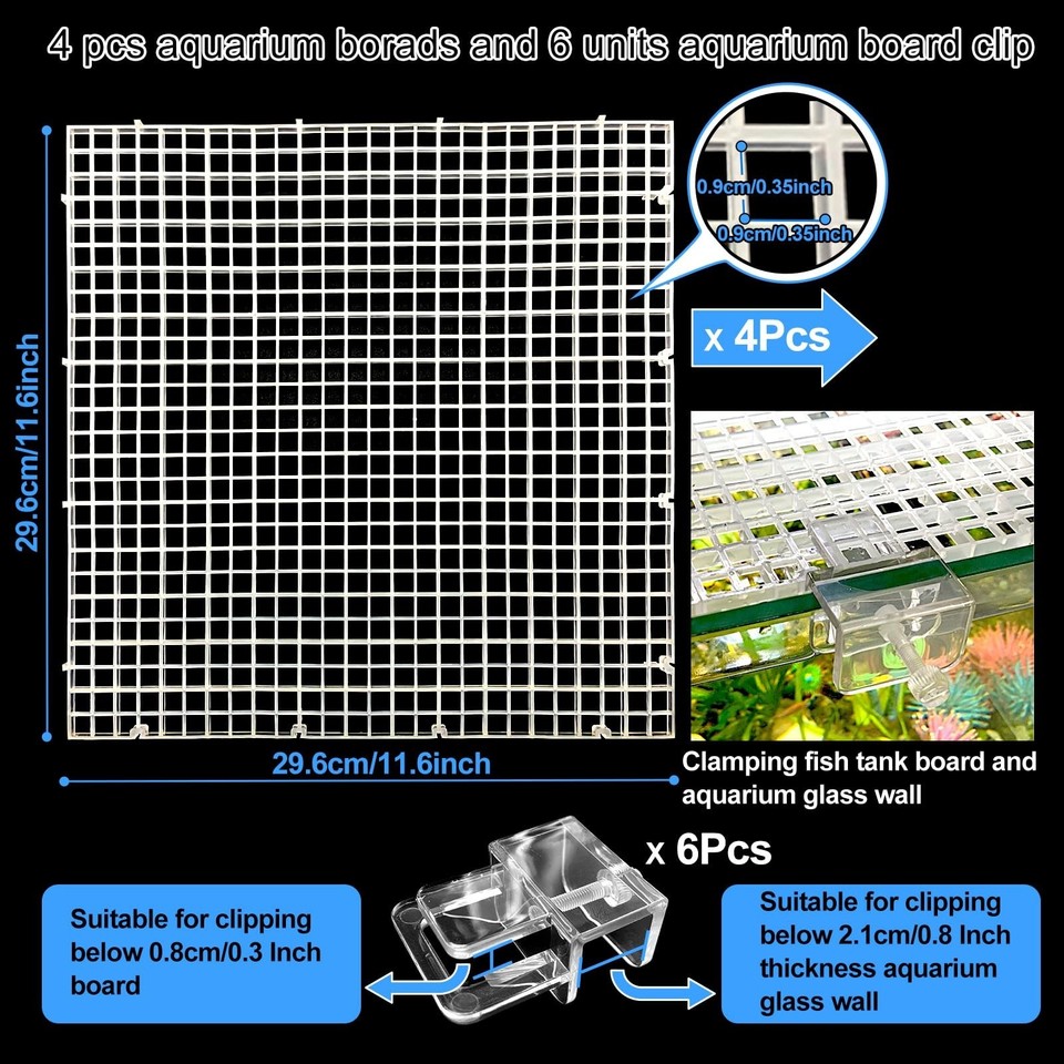 4 Aquarium lid Hood Fish Tank top Cover Terrarium lid Plastic Grid ...