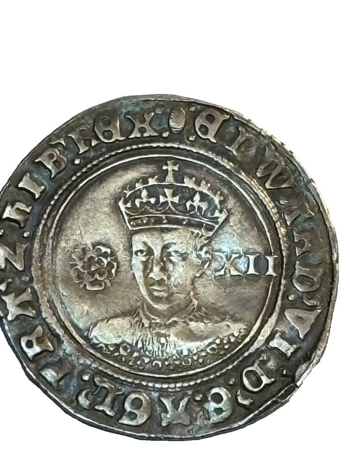 1551 ENGLISH SILVER SHILLING KING EDWARD VI VERY FINE, OLD COLLECTION ...