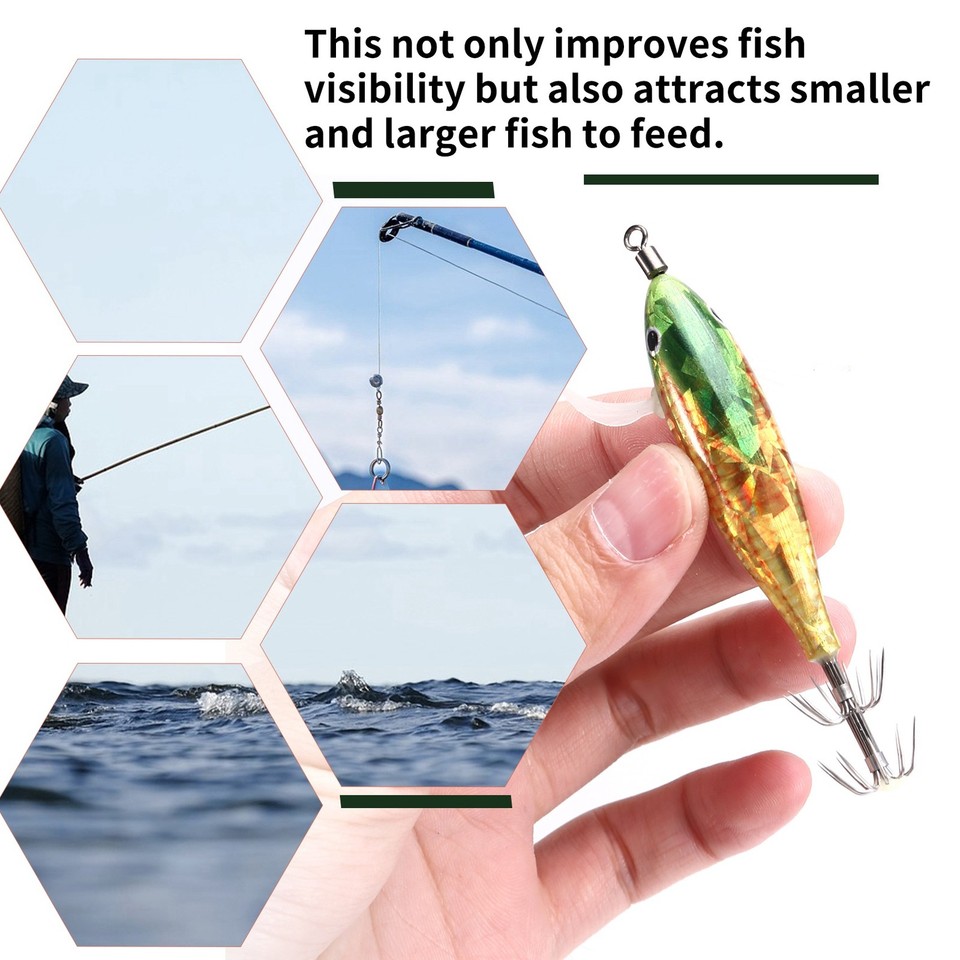 Horizontal Wooden Fish Fluorescence Cuttlefish Fishing Baits W2B18257 ...