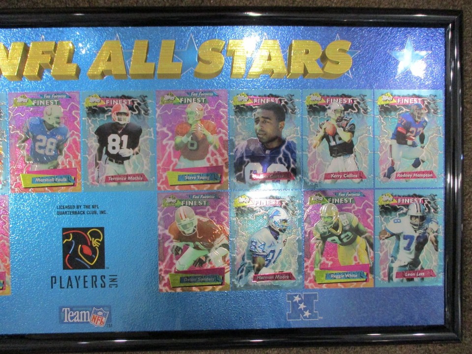 1995 Topps Finest NFL ALL STARS FOOTBALL UNCUT FRAMED 27" x 12" SHEET ...