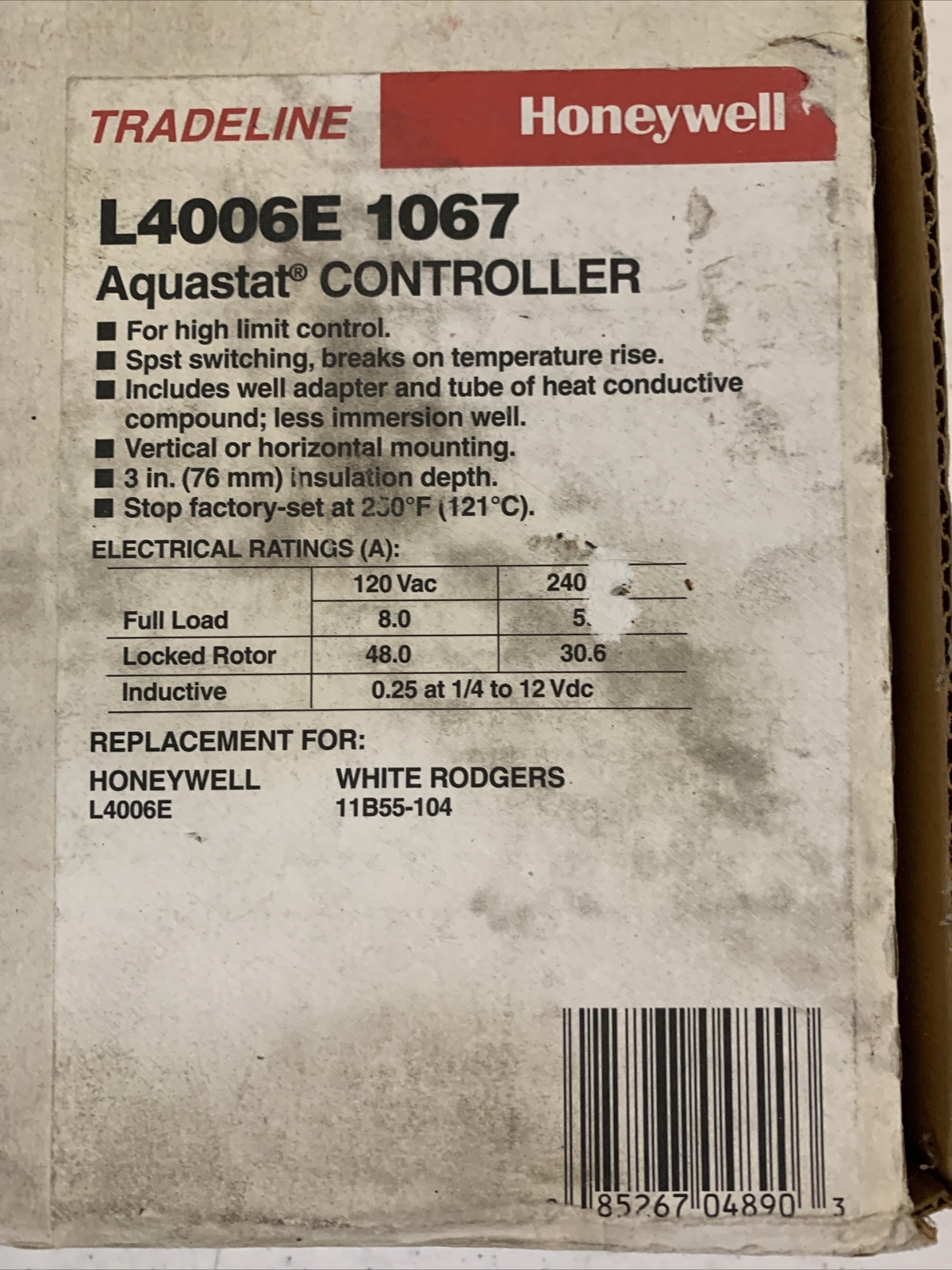 Honeywell L4006e Aquastat Controller