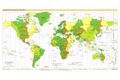 World Standard Time Zone Map 2001 Political Administrative Earth Map ...