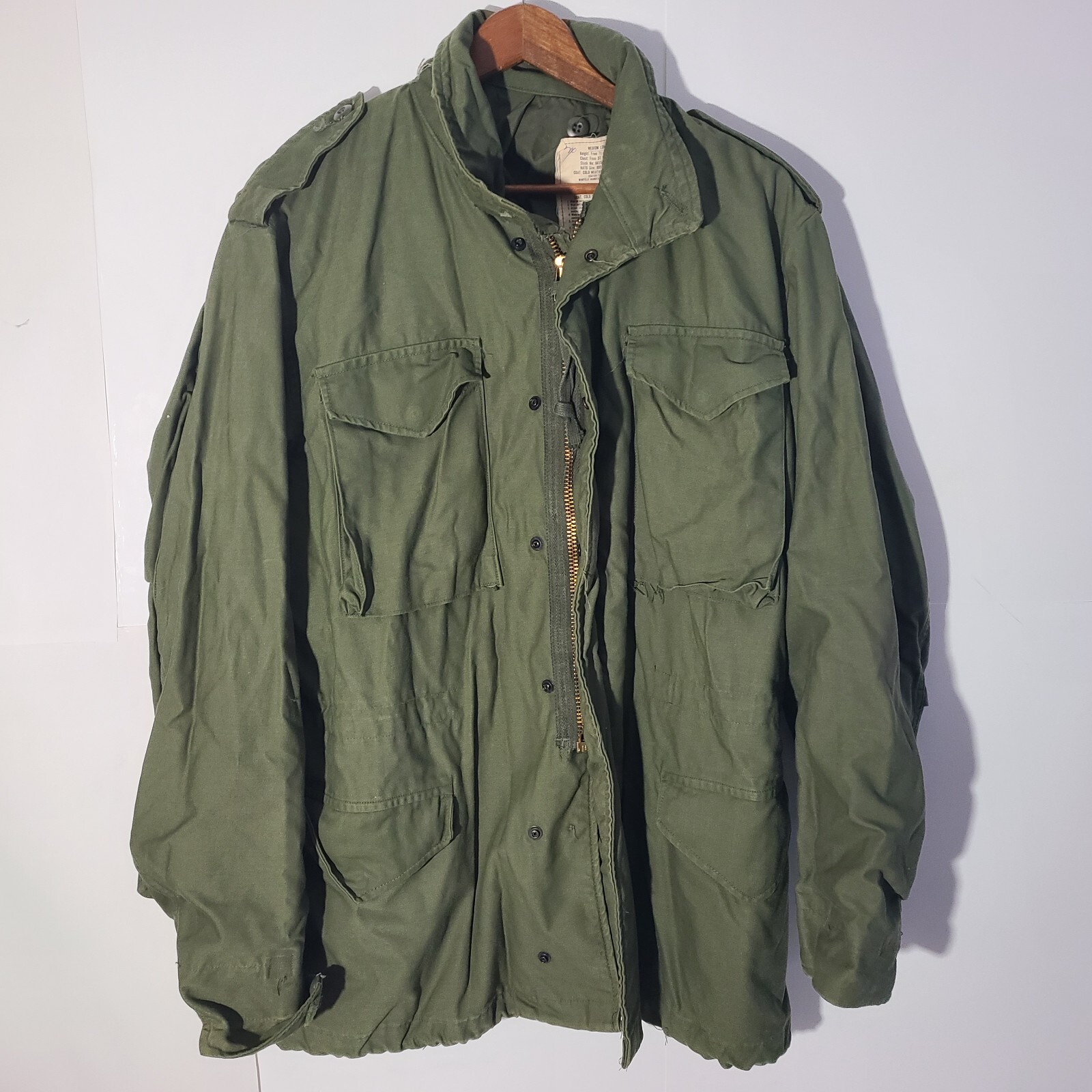 US Military OD Green Field Jacket Size Medium Long - Gem