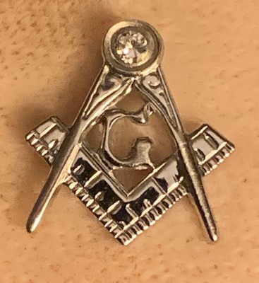 Vintage 14K White Gold Diamond Masonic Freemason Pin | eBay