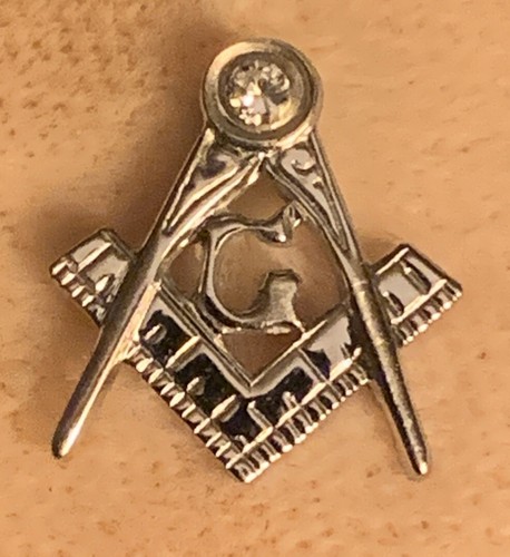 Vintage 14K White Gold Diamond Masonic Freemason Pin | eBay