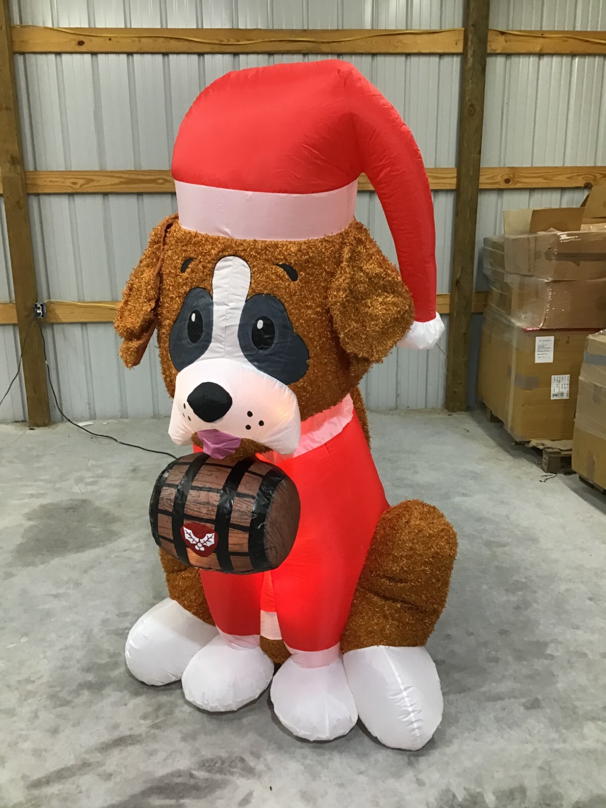 6ft Gemmy Airblown Inflatable Prototype Christmas Dog w/ Barrel #115013 ...