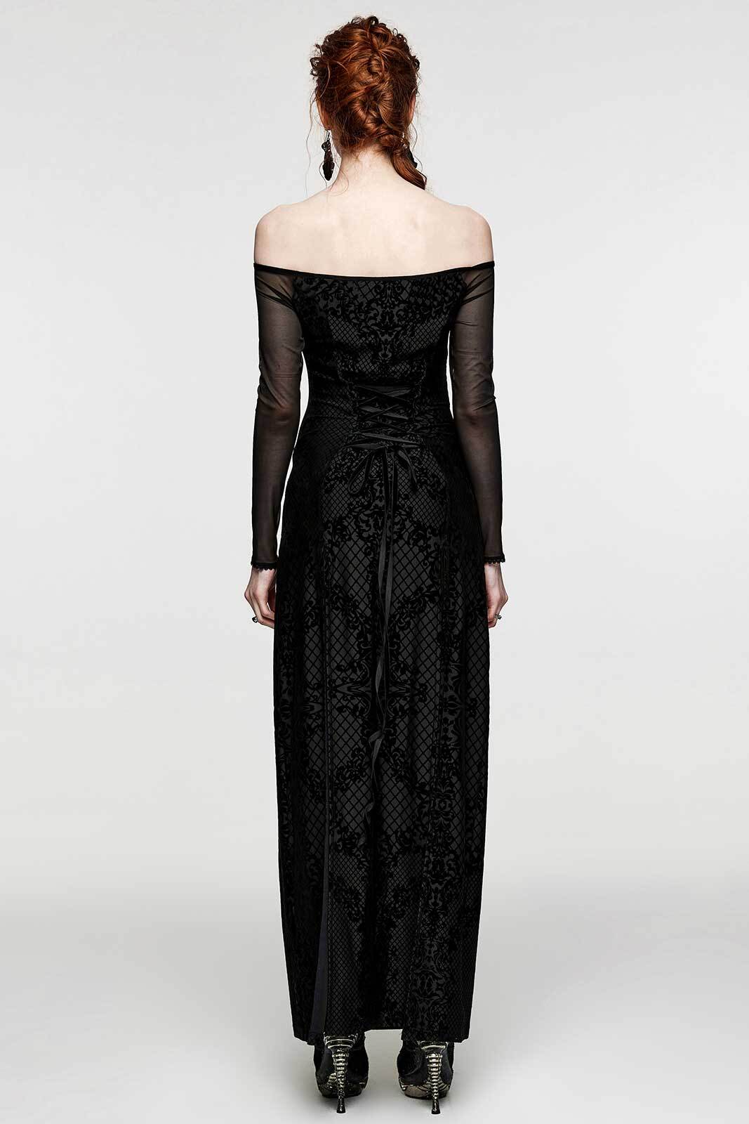 PUNK RAVE Precious Dress Abendkleid Schwarz Hoch Geschlitzt mit Netz ...