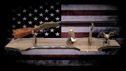 Rustic Lever Action Rifle Stand Display Faux Live Edge Oak Stunning ...