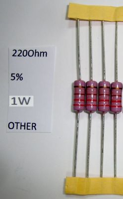 FILM CARBONE RÉSISTANT. 1W 220R 220Ohm 5 % 5PC NEUF+ | eBay