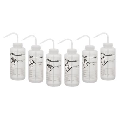 6PK Distilled Water Wash Bottles, 1000mL - Wide Mouth - LDPE - Eisco ...