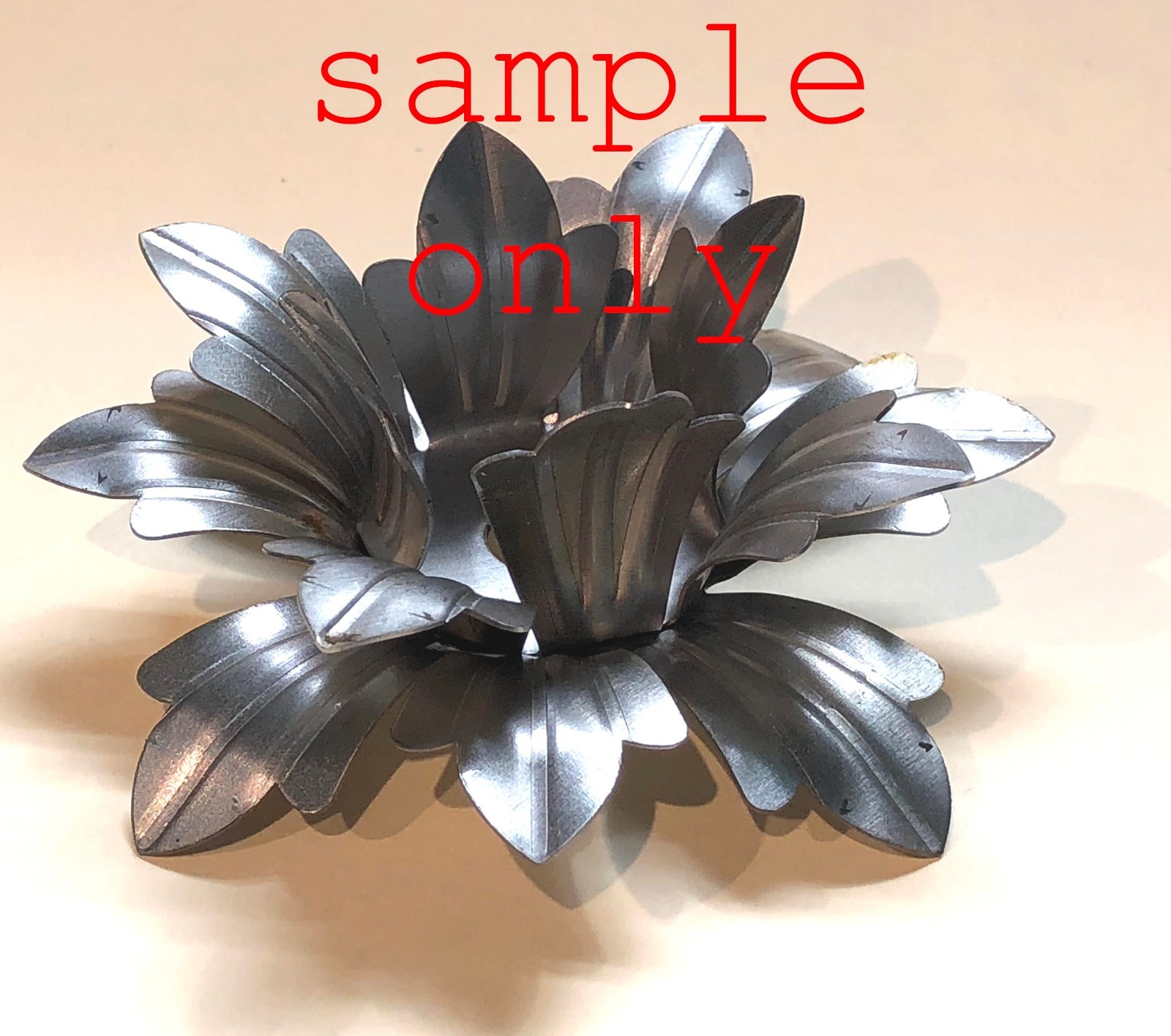 STAMPED RAW STEEL FLOWER HUSK 8 PETAL 3-3/4" Dia BOBECHE CANDLE CUP ...