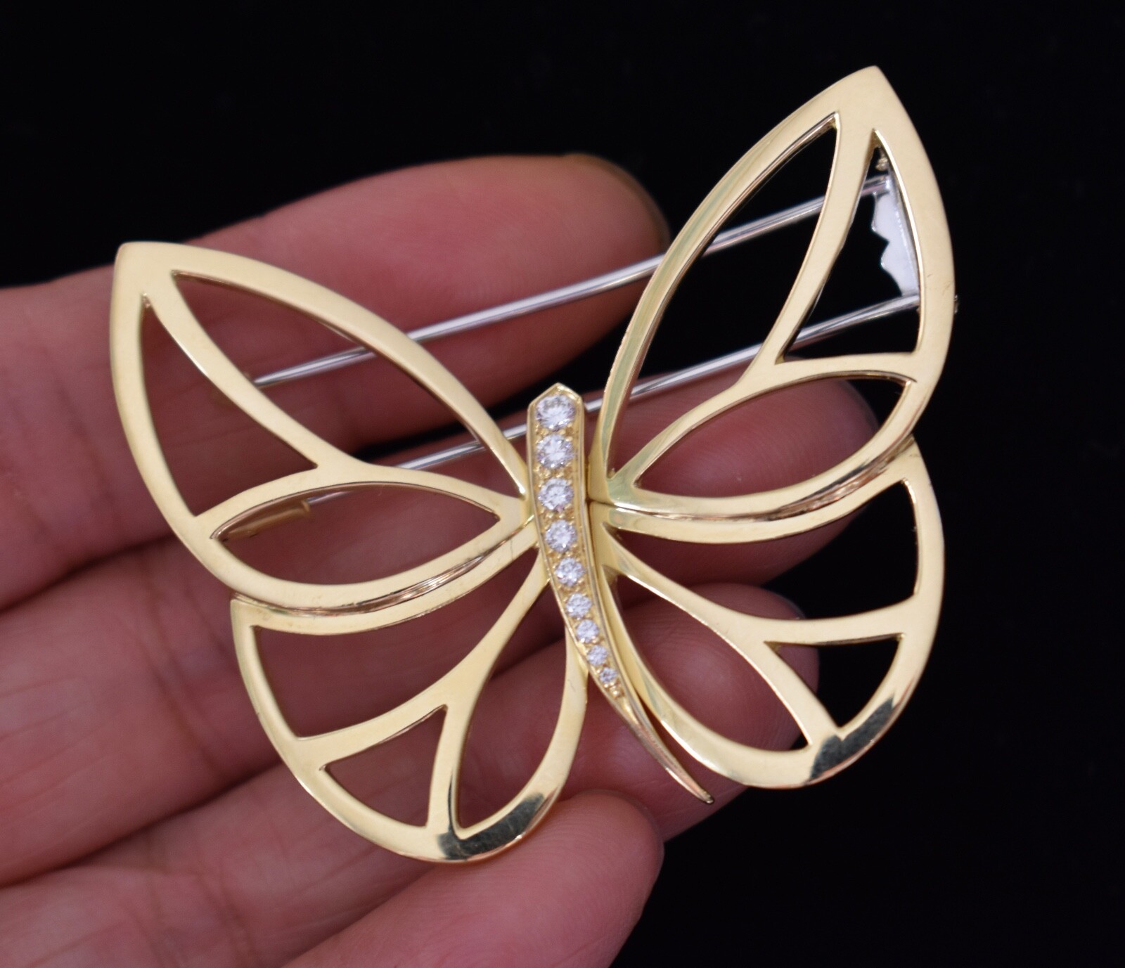 Van Cleef & Arpels VCA 18K Gold 0.25 Carat Diamond Butterfly Brooch ...