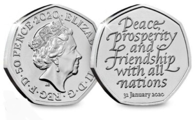 Very Rare Brexit 50p Coin Peace Prosperity And Friendship With All ...