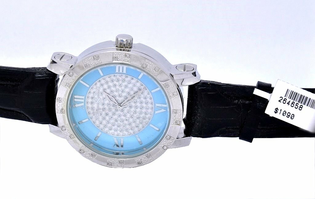 TECHNO SWISS 24 DIAMONDS WATCH, BLUE DIAL , JAPAN MOV /BRAND NEW /JOJO ...
