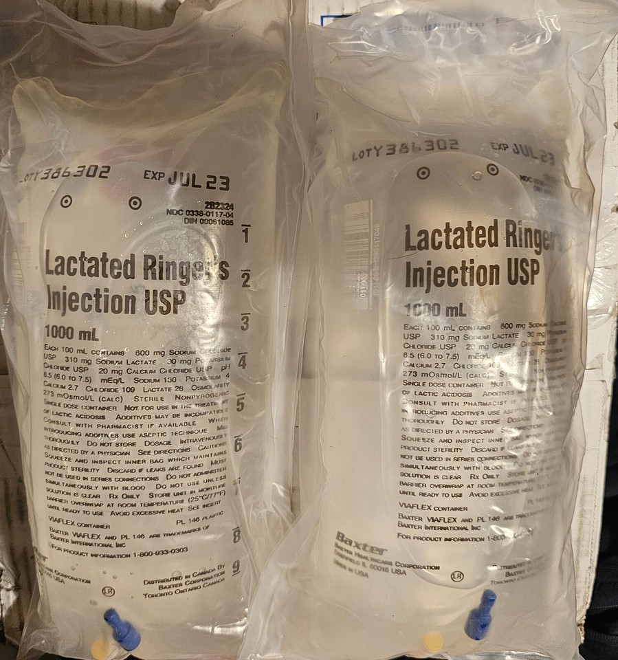 🔴2023 Lactated Ringers Bags 1000 mL (8 Bags For $90) Please Read ...