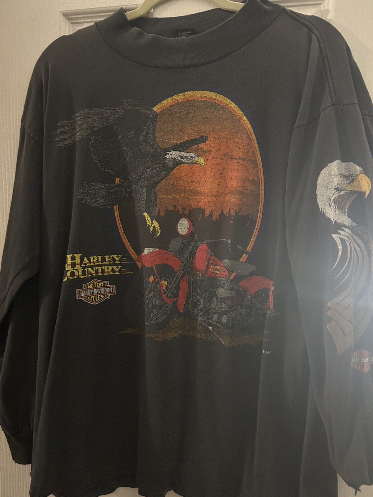 Harley Davidson Vintage Mock Neck Harley Country Long… - Gem