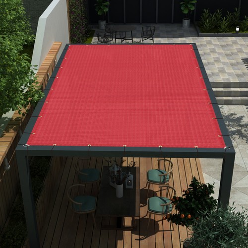 2'-7'(W) Red Sun Shade Sail Straight Edge UV Block Garden Canopy Awning ...