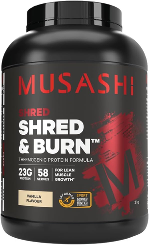 Shred & Burn Protein Powder, Vanilla, Muscle Builder Formula, High ...
