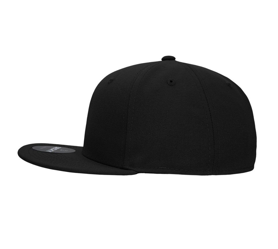 Black Fitted Baseball Cap – Flat Bill Plain Solid Blank Hat (9 Sizes ...