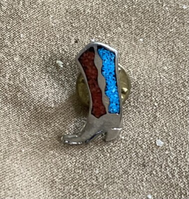 Cowboy Boot Lapel Pin Silver Tone Enamel C172-49 | eBay