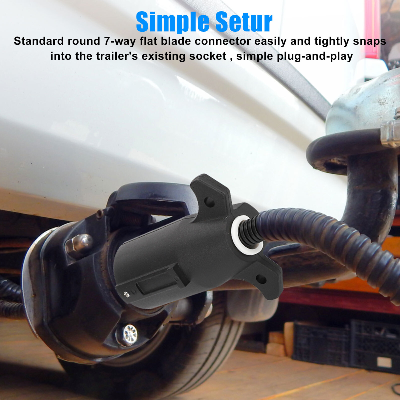 7 Way Blade to 4-Pin Round Trailer Adapter Plug Socket Wiring Connector ...
