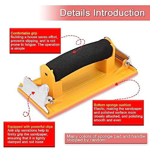 Hand Sander Sandpaper Holder with Sponge Handle 7 x 3.5 inch Manual ...