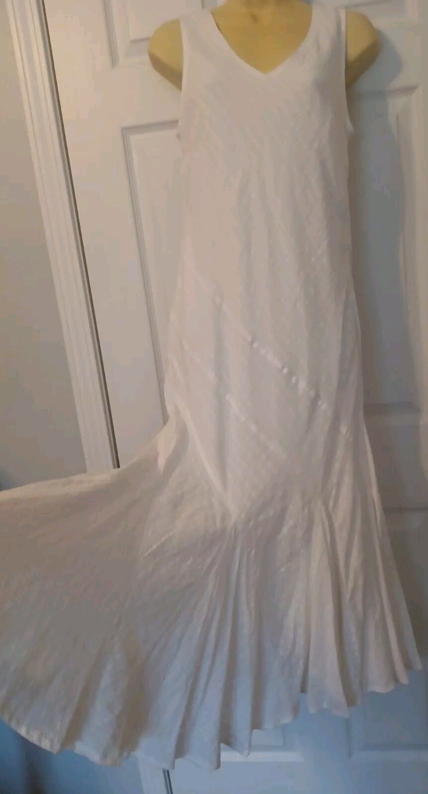 VTG NWT Peppermint Bay dress maxi white sleeveless 100% cotton trumpet ...