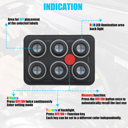 6 Gang RGB Switch Panel Touch Control 12 24V 60A SSR Relay Box IP68 ...