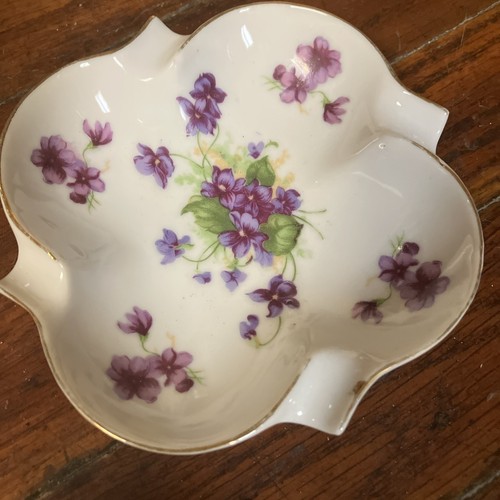 VTG Lefton China Ash Tray/ Tricket Dish Violets 5” Hand Painted | eBay