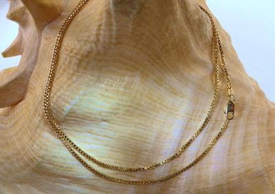 0.9MM SOLID 14K YELLOW GOLD SHINY PAVE-CUT DC SQUARE BOX CHAIN NECKLACE ...