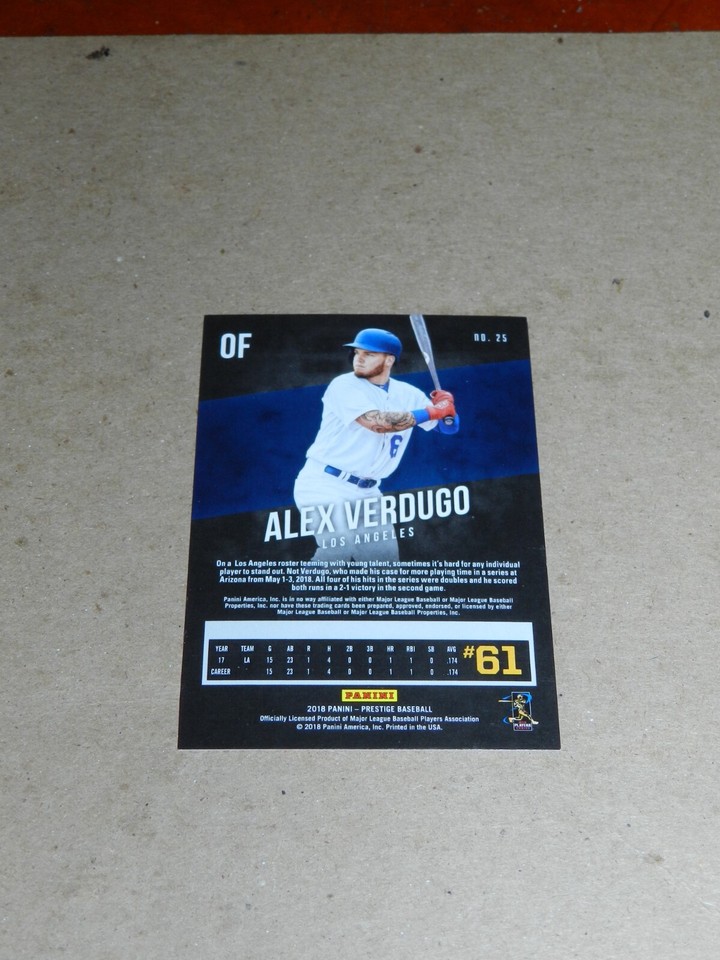 Alex Verdugo 2018 Panini Prestige Baseball Rc. Logo # 1/5 Near Mint ...