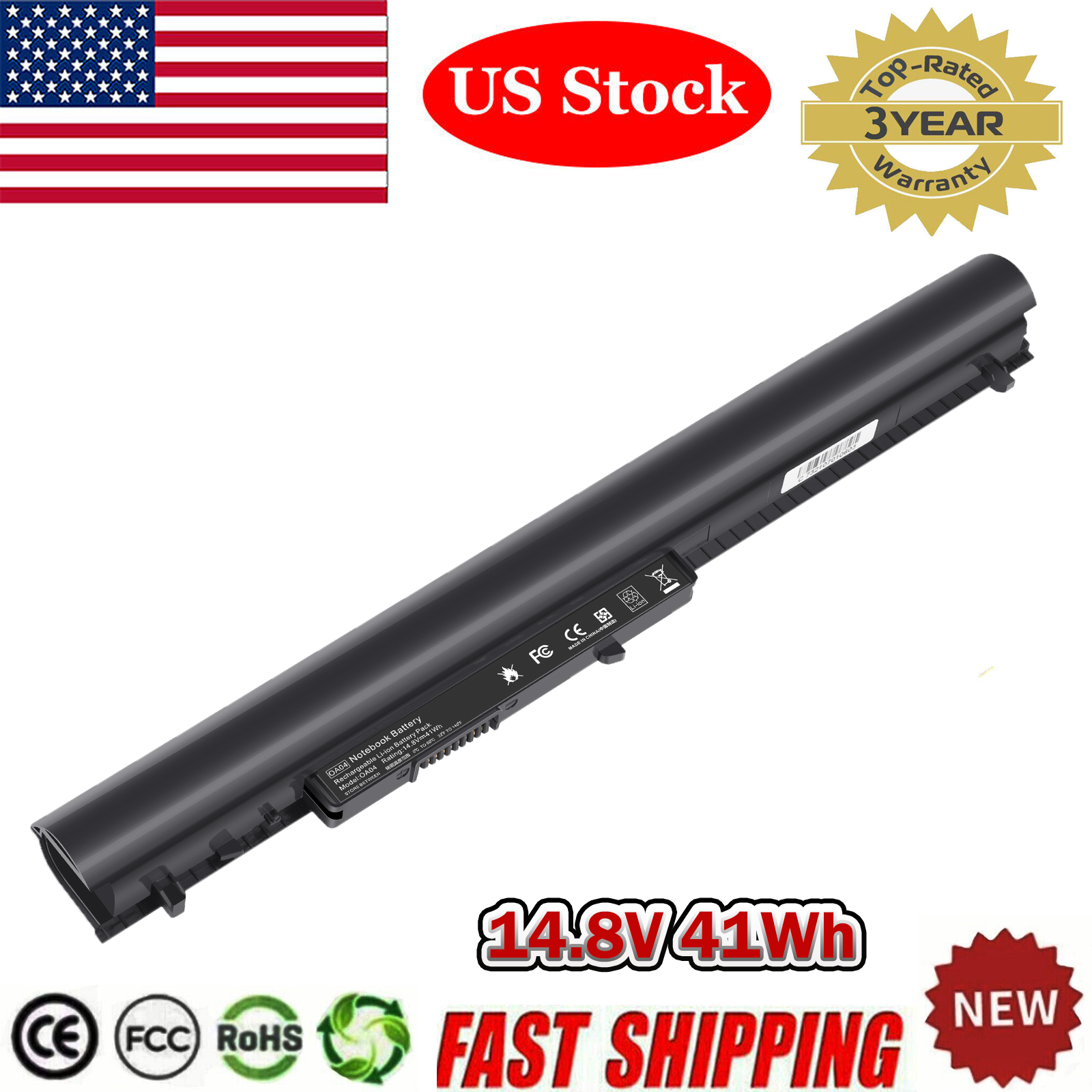 4 Cells Spare 746641-001 Battery For HP OA03 OA04 740715-001 746458-421 ...