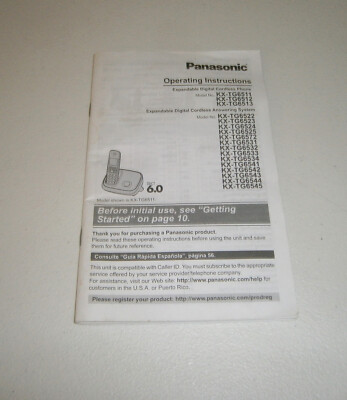 Manual User's Guide for Panasonic KX-TG6511, KX-TG6512, KX-TG6513 | eBay