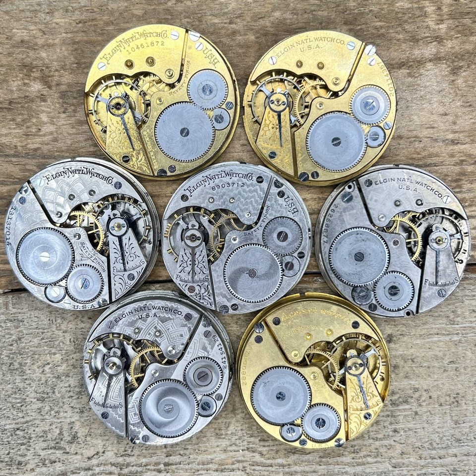 16s Elgin Pocket Watch Movements - Grade 210, 212, 291 - 7 Jewels ...