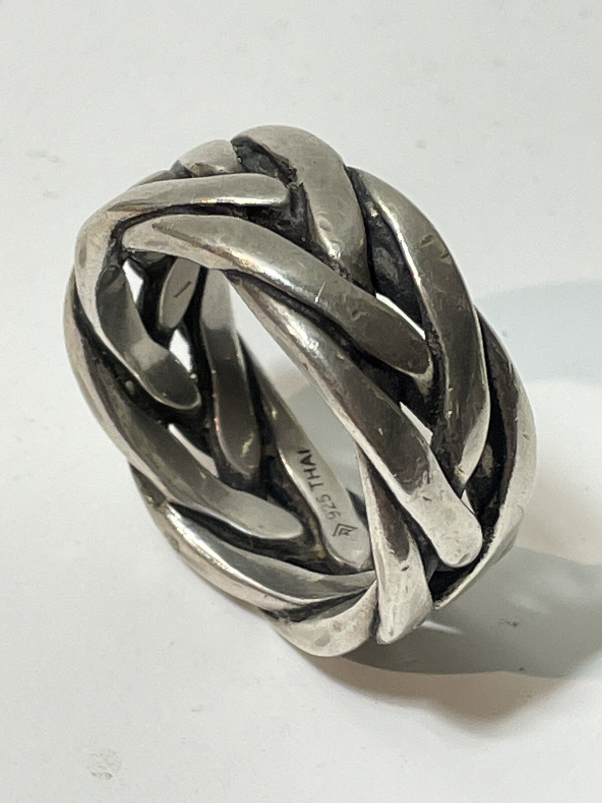 1960s Biker Rocker Chain Ring Sterling Silver Size 10 - Gem