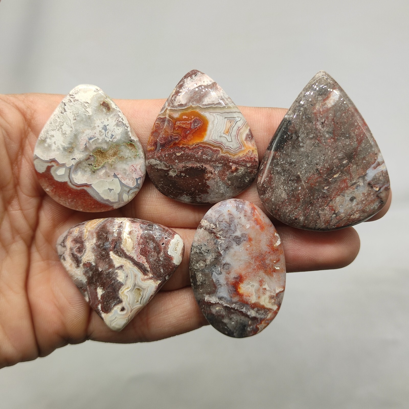 Designer Crazy Lace Agate Cabochon Agate Polished Gemstone for Jewelry ...