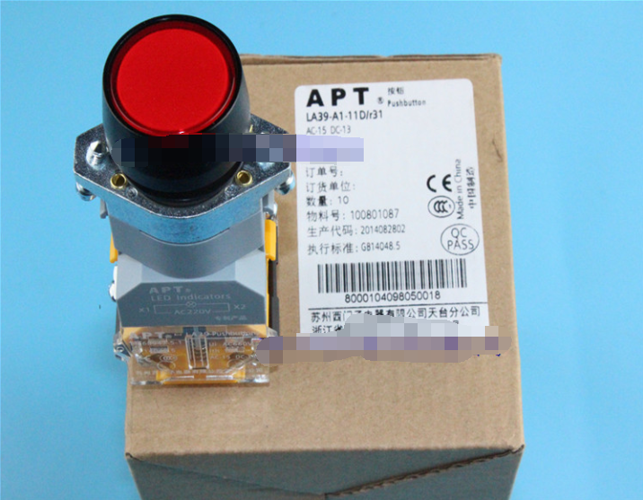 1PC New APT LA39-A1-11D/R31 LA39-A1-11D Pushbutton Switch Red 1NO+1NC ...