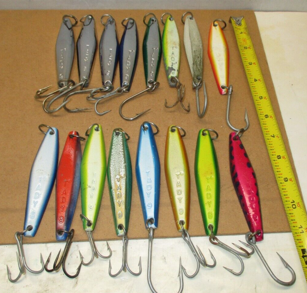 VINTAGE TUNA LURES TADY 9 HEAVY JIGS SET OF 16 JIGS NEW/USED ****VERY ...
