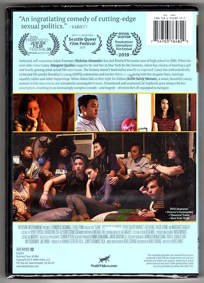 Adam (DVD, 2019, LGBTQ Interest) Nicholas Alexander, Margaret Qualley ...