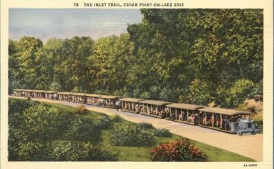 Tourist Tram Train on Inlet Trail - Cedar Point, Ohio - Linen | eBay