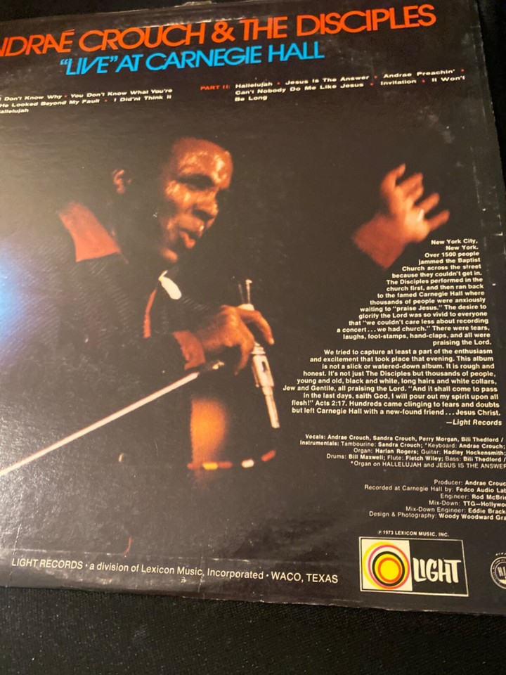 Andrea Crouch & The Disciples Live At Carnegie Hall Light Records LS ...