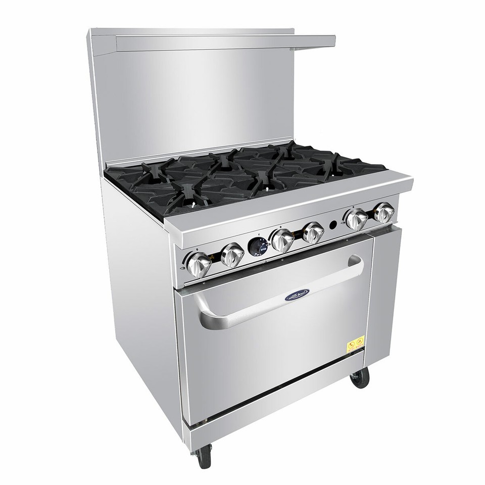 NEW 6 Open Burner 36" Range & Std Gas Oven Commercial Atosa AGR-6B ...
