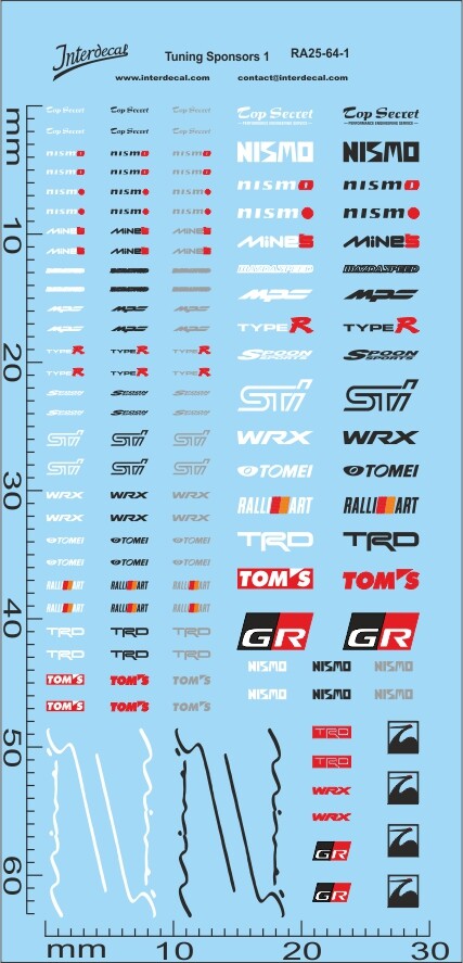 Street Racing Tuning Sponsors 25 1/64 Waterslidedecals 55x25mm ...