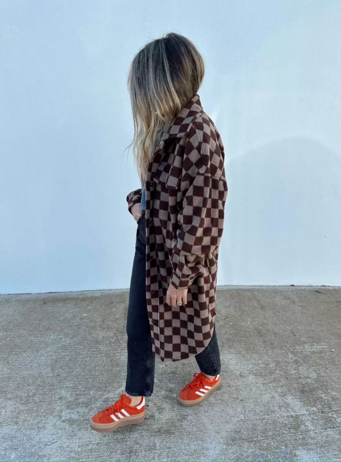 Ascot + Hart Checkered Fleece Graphic Shacket - Brown Check NWT | eBay