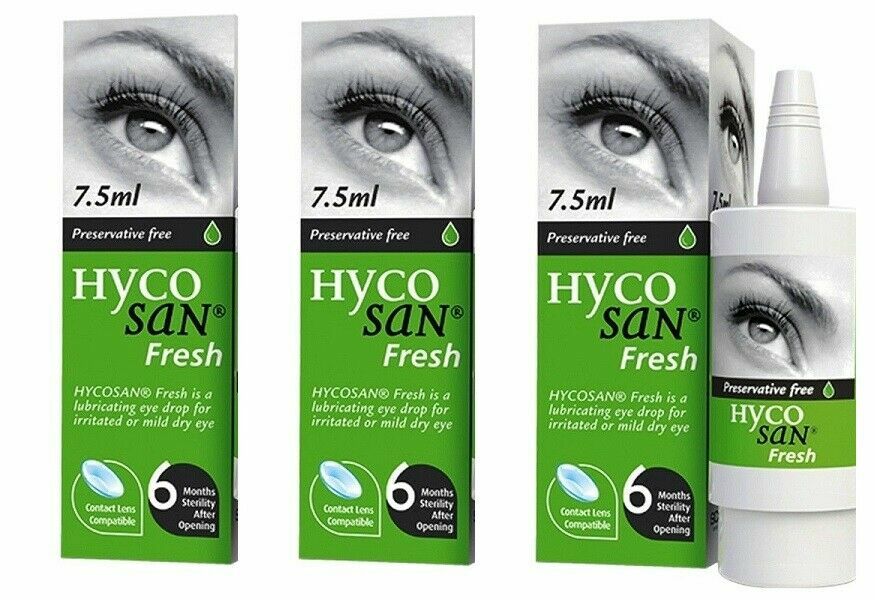 3 x Hycosan Fresh Preservative Free Lubricating Eye Drops 7.5ml - [EXP ...