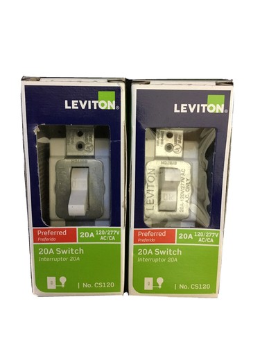 2 Switches Leviton 20A Preferred Switch, 120/277V AC/CA, No. CS120 ...