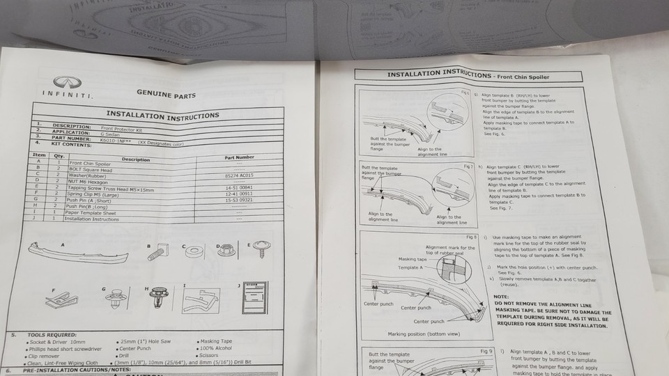 2007-2013 Infiniti G35 G37 Sedan Front Bumper Chin Spoiler KH3 K6010 ...